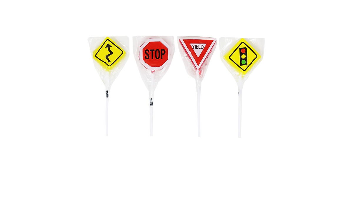 12 Road Sign Lollipop Suckers - Perfect Party Favors