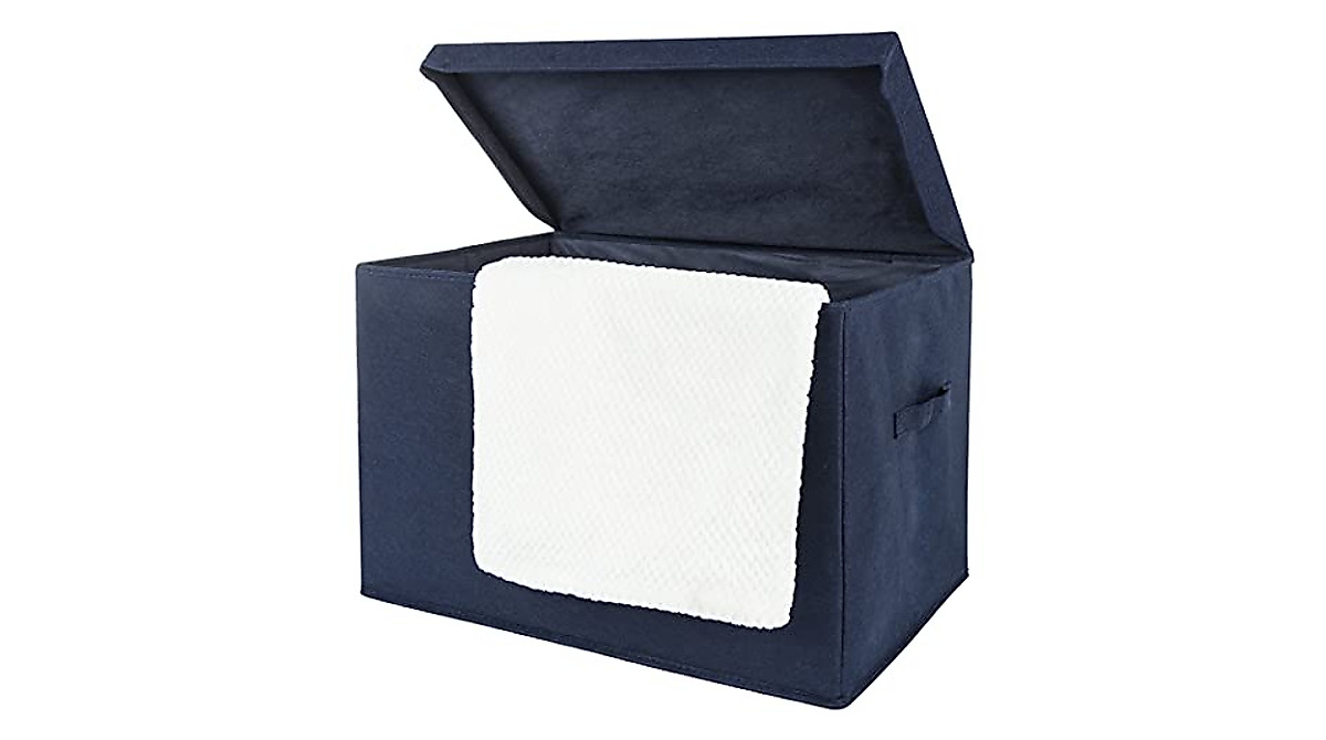 Stylish Navy Felt Toy Box - Collapsible & Elegant