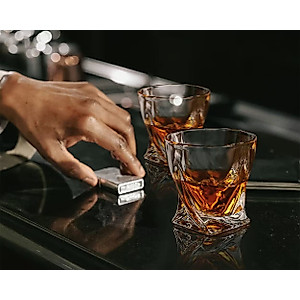 ELIDOMC 10OZ Whiskey Glasses With luxurious Giftbox, Sturdy Set of 4 Cocktail Glasses With Weighted Bottom, Perfect Whiskey Gifts for Men to Drink Whiskey Scotch Cocktail Vodka Bourbon