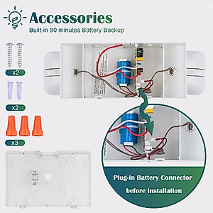 GRUENLICH LED Commercial Emergency Light with Dual Head and Backup Battery, US Standard, AC 120-277V, Hardwired Emergency Light Fixtures for Business Office Power Outages, 4-Pack