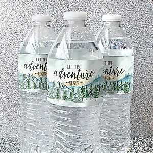 Little Adventurer Baby Shower Water Bottle Labels - Wilderness Adventure Themed Waterproof Labels -24 Stickers