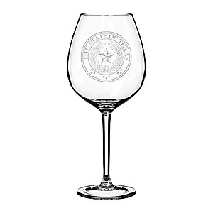 MIP Brand Wine Glass Goblet Texas State Seal (20 oz Jumbo)