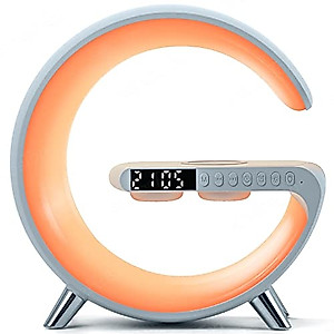 Etamibel 4 In 1 Wireless Charger Night Light Lamp| Bluetooth Speaker Alarm Clock| 15W Fast Charging| Home Office Study Bedside Wireless Charging Lamp For iPhone Samsung Huawei Xiaomi Qi-Enabled Phones