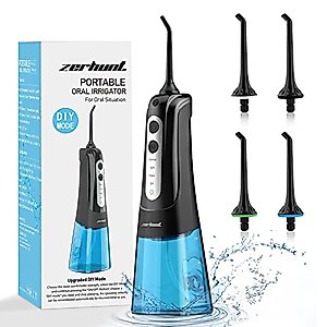 Water Flosser Cordless Teeth Cleaner, Dental Oral Irrigator with DIY Mode, Rechargeable Water Flosser for Braces, Bridges, Implants Care, IPX7 Waterproof with 4 Interchangeable Jet Tips