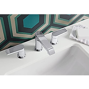 KOHLER 97093-4-CP Hint Widespread Bathroom Faucet with Pop-Up Drain Assembly, 3 Hole 2-Handle Bathroom Sink Faucet, 1.2 gpm, Polished Chrome
