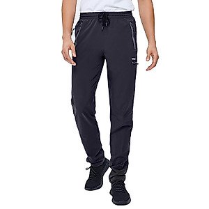 VEOBIKE Mens Hiking Stretch Pants Quick Dry Lightweight Water Resistant Cargo Outdoor Fishing Pants Adjustable Bottom Pockets Black