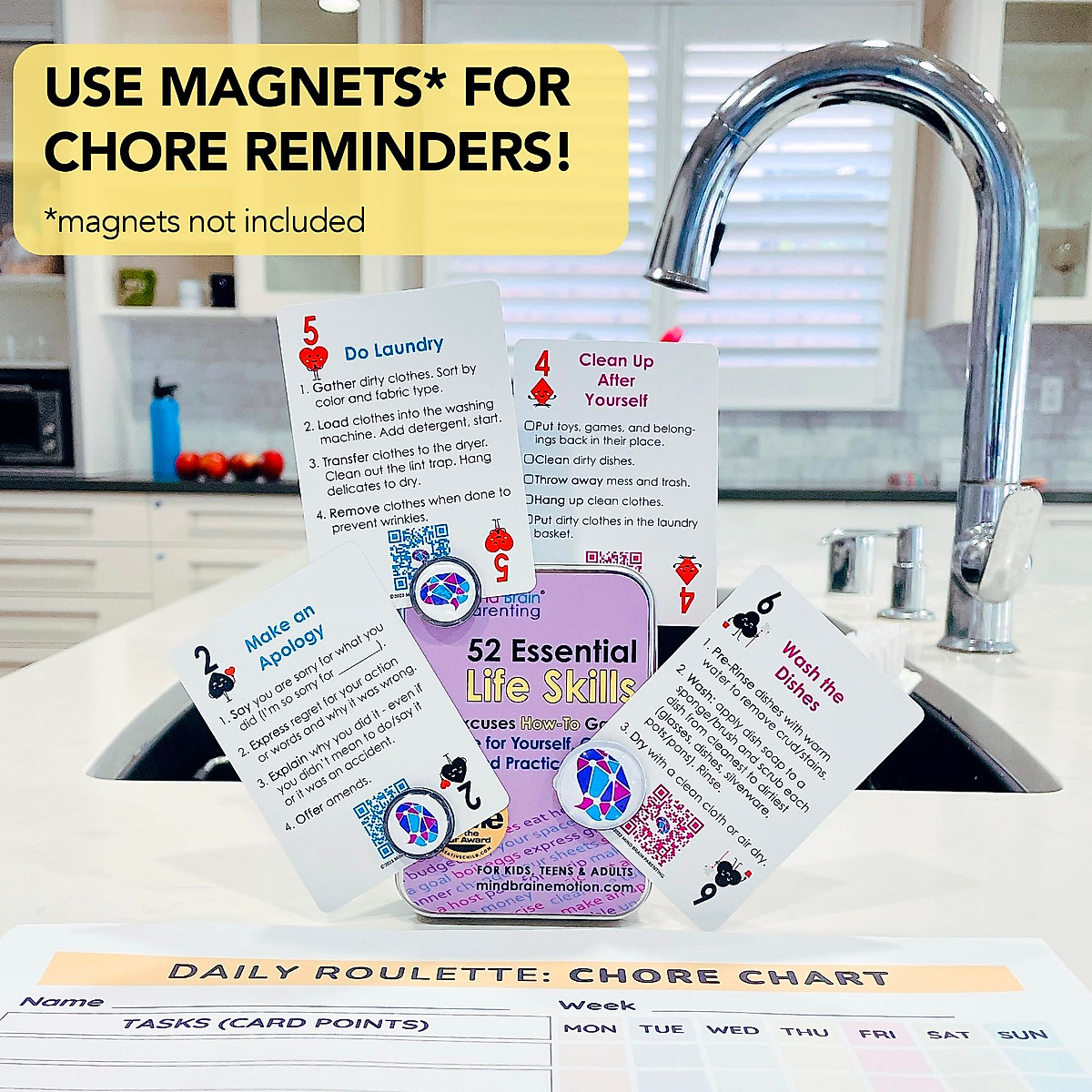 52 Essential Life Skills: No-Excuses Game to Teach Kids, Teens & Adults How To Care for Self & Chores, Practical Solution by Harvard Educator for Responsible Boys, Confident Girls, Happy Family