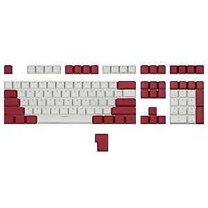 HZYZ PBT Keycaps Backlit Doubleshot Cherry MX Keycap Set Translucent OEM Profile MX Key Caps for US-ANSI Layout 6187104108 MX Switches Mechanical Gaming Keyboard(Red White Combo)