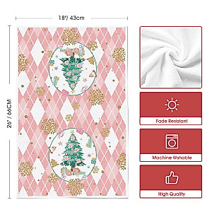 Artoid Mode Pink Nutcrackers Tree Christmas Kitchen Towels Dish Towels, 18x26 Inch Seasonal Winter Xmas Decoration Hand Towels Set of 2