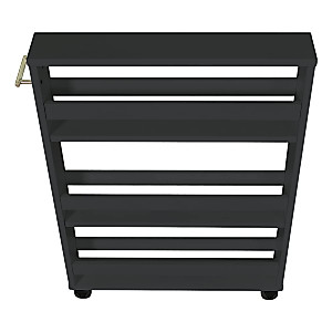 MUSEHOMEINC Compact Space Kitchen Pantry,3-Tier Kitchen Removable Storage Cart, Slim Slide Out Rolling Pantry Shelf for Narrow Spaces（Black）