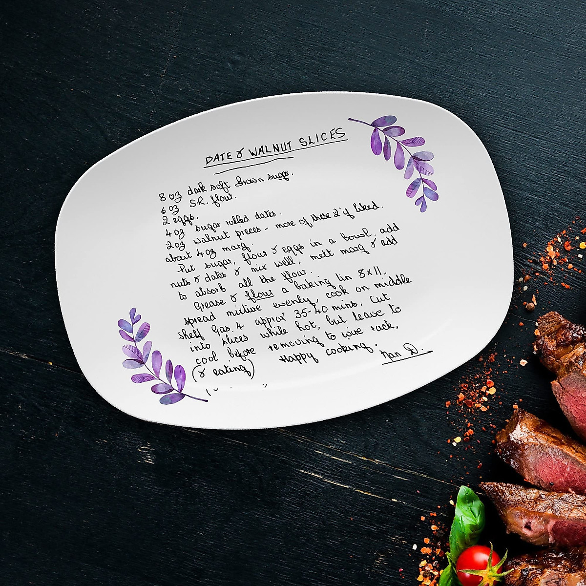 Handwritten Recipe Personalized Platter Custom Handwriting Recipe Plate Recipe Card Gift for Mom or Grandma Grandparent Day Gift Idea Serving Tray Serving Plate for Fish Dish