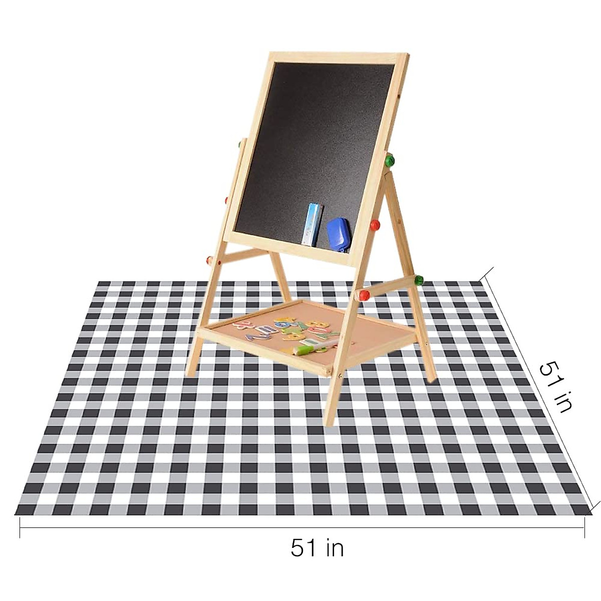 Baby Splat Floor Mat for Under High Chair/Arts/Crafts by CLCROBD, 51" Waterproof Anti-Slip Food Splash Spill Mess Mat, Washable Carpet Protector Mat and Table Cloth (Plaid)