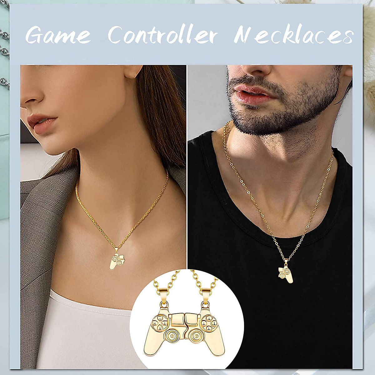 jagosen Game Controller Necklaces Matching Necklace for Couples Console Handle Pendant for Best Friends Him and Her Lovers BFF Friendship Jewelry