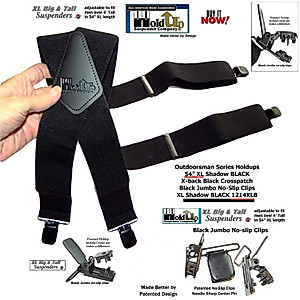 Holdup 2" Wide Outdoorsman Series Shadow Black XL Suspenders for Men with Patented "No-Slip" Metal Clips