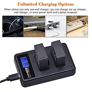 PowerTrust 3Pcs 3.7V 1600mAh AHDBT-301 Battery for GoPro Hero3 AHDBT301 AHDBT-302 AHDBT-201 Li-ion Camera Battery and LCD USB Dual Charger