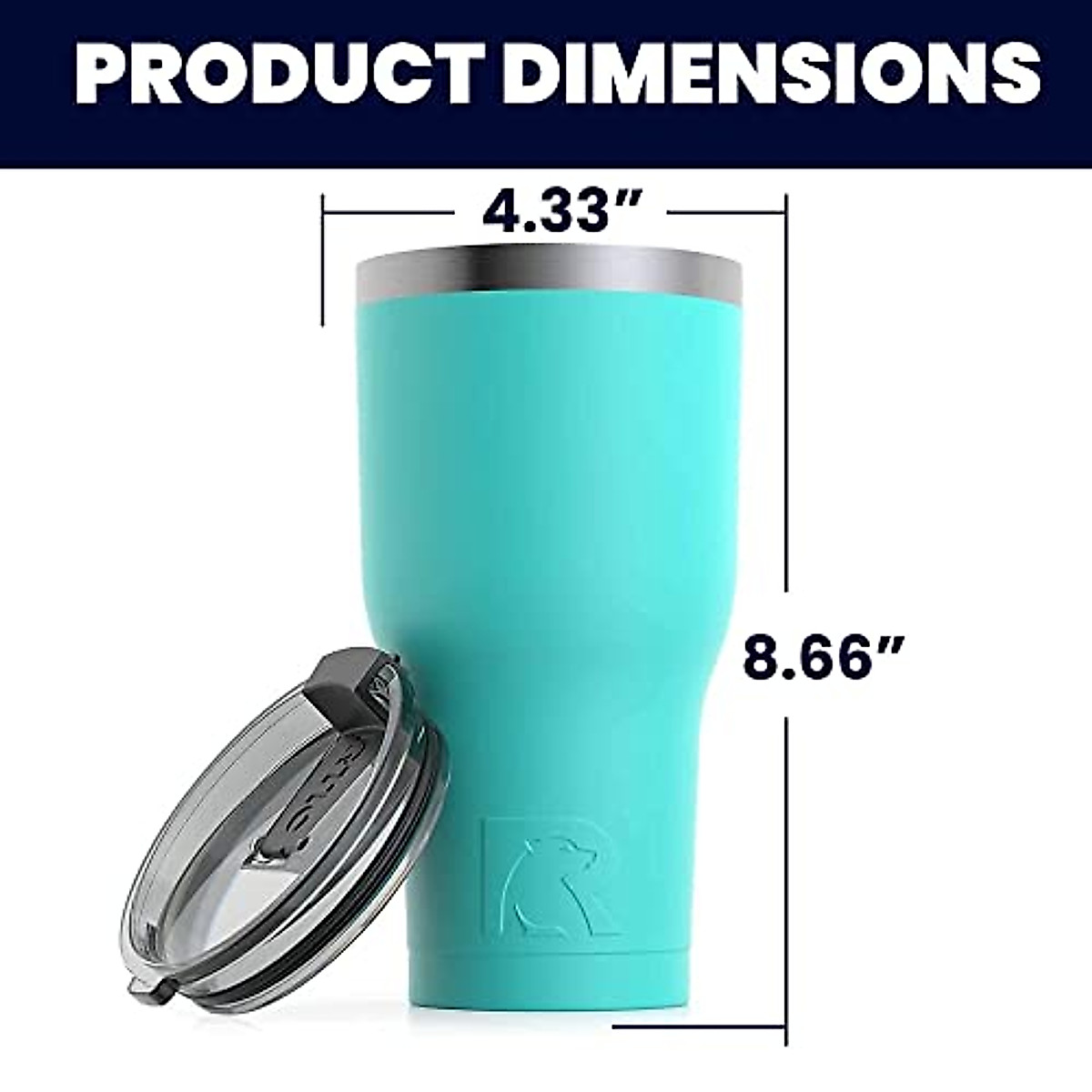 RTIC 30 oz Insulated Tumbler Stainless Steel Coffee Travel Mug with Lid, Spill Proof, Hot Beverage and Cold, Portable Thermal Cup for Car, Camping, Teal