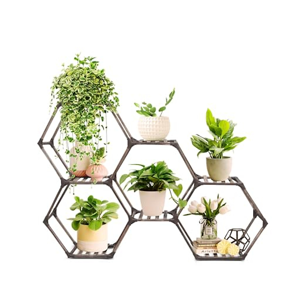 SUZAMI Hexagonal Plant Stand - Durable 7-Tier Indoor & Outdoor Shelves