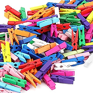 MANCHAP 200 Pack Mini Colored Wooden Clothespins, 1.37 Inch Small Rainbow Clothes Pins Wooden Clothes Pegs, Wood Clothing Pins Wooden Clips for Clothes, Photos, Crafts Display