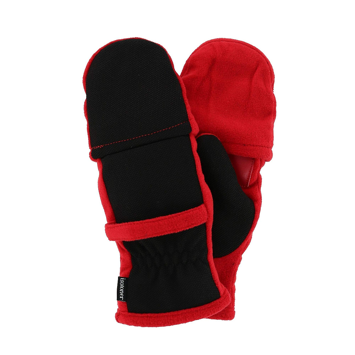 isotoner womens Stretch Fleece Flip Mitten - Thermaflex Really Red Large - X-Large