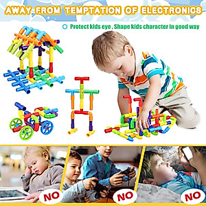 STEM Toy Pipe Tube Building Set for Kids, 175 Pcs Tube Locks Construction Building Blocks Set with Storage Container Box, Pipe Building Toys for Boys Girls Age 3+, Multicolor Educational Toy Gift