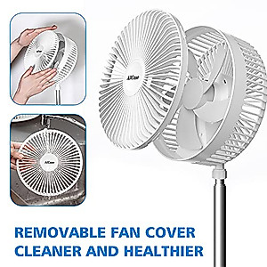 AICase Stand Fan,Clip Fan Folding Portable Telescopic Floor/USB Desk Fan with 1800mAh Rechargeable Battery, 3 Speeds Super Quiet Adjustable Height and Head Great for Office Home Outdoor Camping