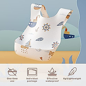 SEEDNUR Disposable Bibs for Toddlers Waterproof Bibs Baby Bibs for Eating 20 PCS(Ocean)
