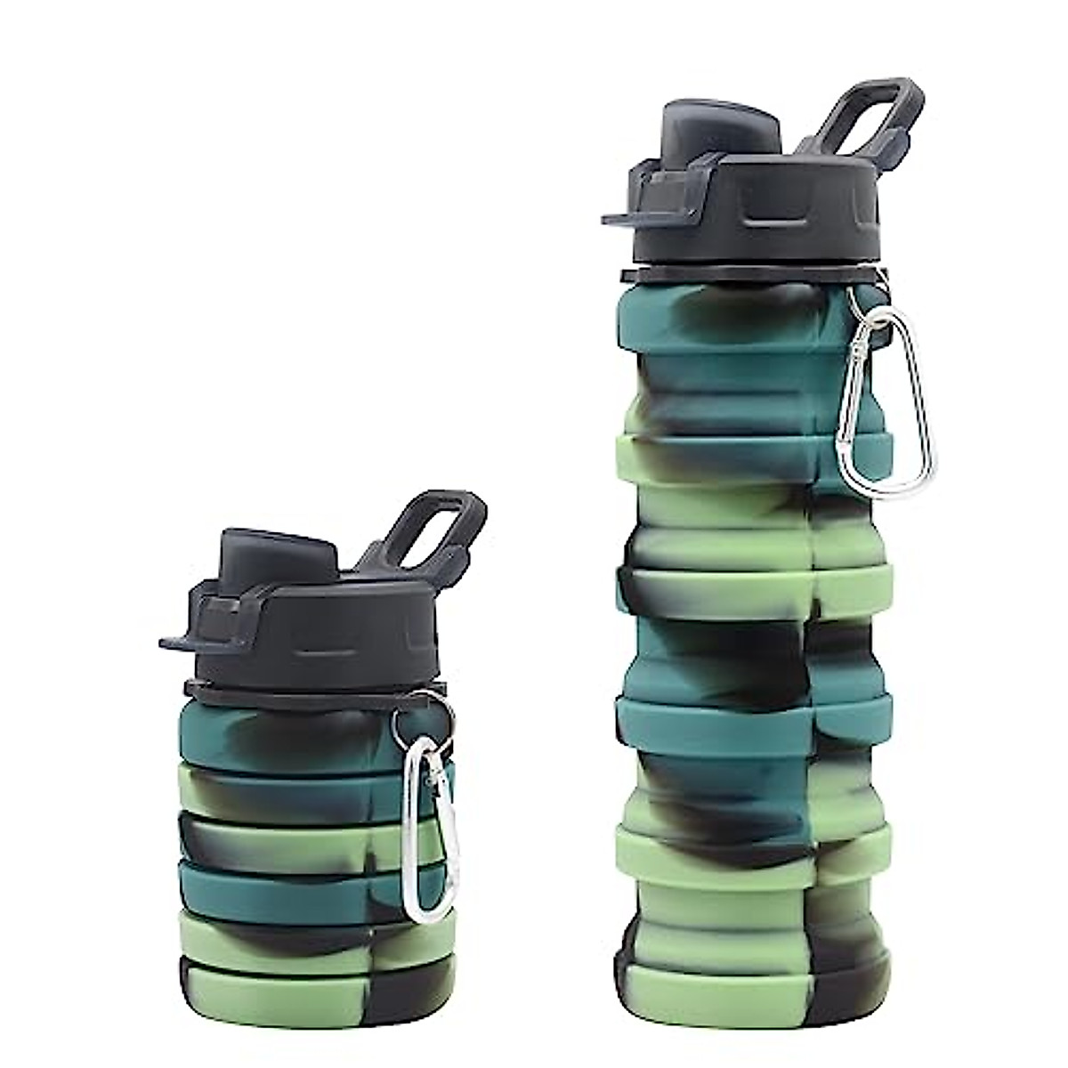 Mumutan 16oz Silicone Water Cup Water Bottles Sports, BPA Free, Leak-proof Collapsible Folding Water Bottle Cups, for Family Home, Office, Gym Outdoor camping(16oz kaBlue-D)