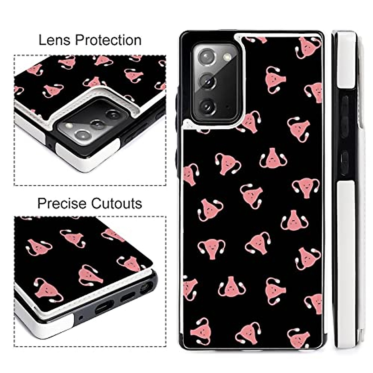 VHPVHP Uterus Pink Designed for Galaxy Note 20/20 Ultra, Luxury PU Leather Case Stand Function Protective Phone Case Cover