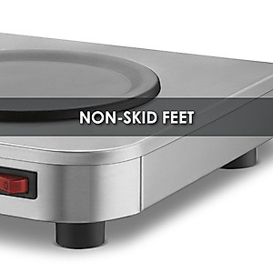 Waring Commercial WCW10 Café Deco Single Coffee Carafe Warmer, 120V, 5-15 Phase Plug, Single Burner Silver