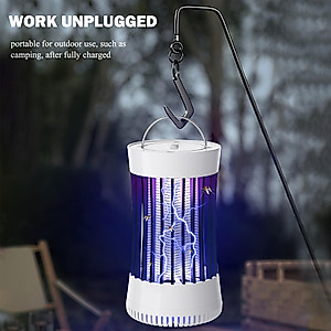 Phosooy 2-in-1 Indoor Electric Bug Zapper with Fan, Chargeable 1500V High Voltage Mosquitoes Killer with Hanger, Small Fly Insects Lamp Trap Catching Moth Gnat Fruit Flies, White