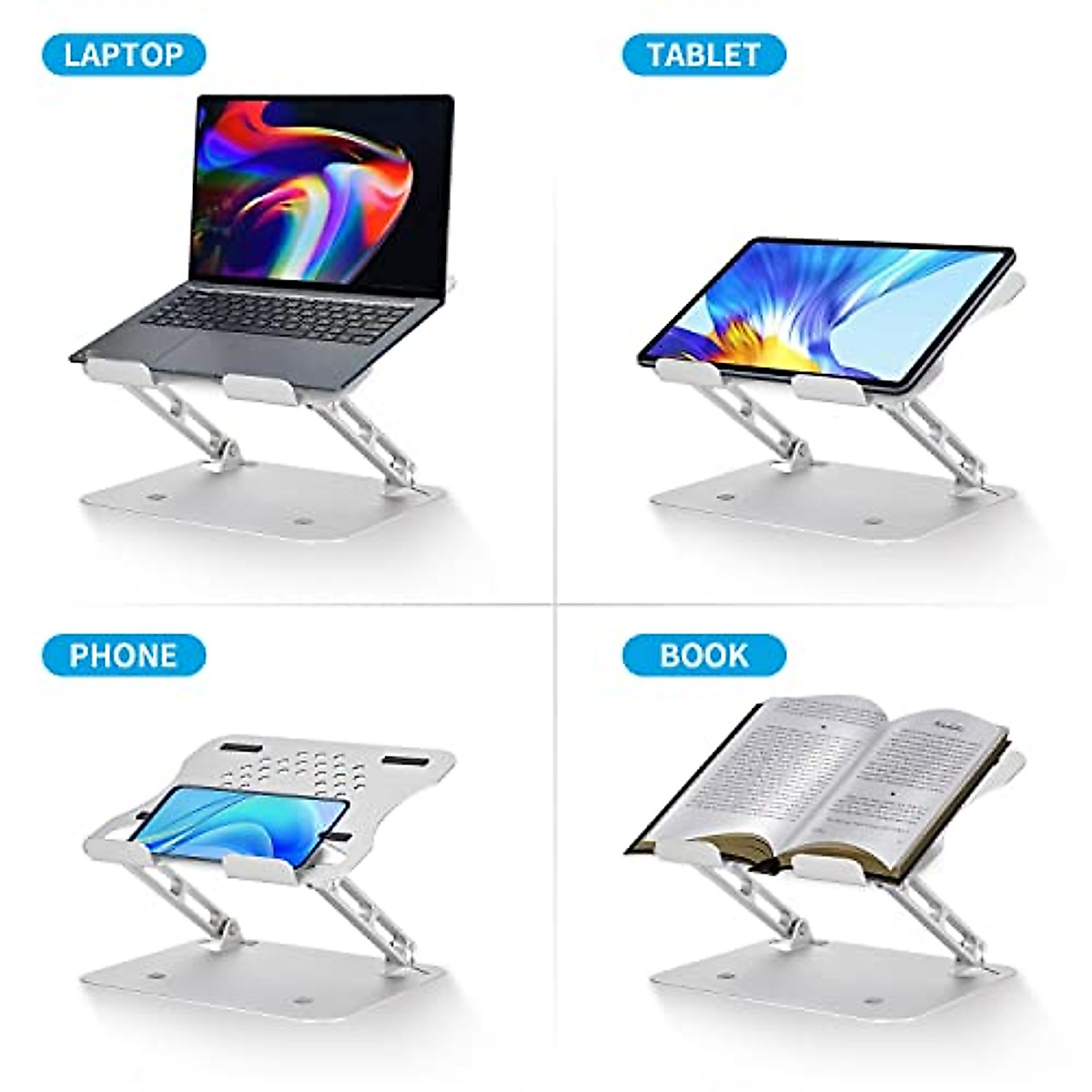 G-STORY Adjustable Laptop Stand, Portable Laptop Riser for 17.3inch Laptops, Adjustment Laptop Stand for Desk, Portable Laptop Riser Holds Up to 17.6lbs Laptop Riser for Notebook (Stand+Fan)