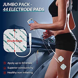 FITOP TENS Unit Pads 44 Pcs EMS TENS Electrodes Strong Adhesive Size 2X2