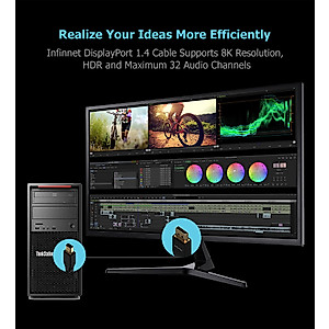 Infinnet Mini DisplayPort to DisplayPort 1.4 1.4a Cable 8K 60Hz 4K 144Hz 120Hz 160Hz 2K 280Hz 240Hz 1080p 390Hz 360Hz Display Port to Mini DisplayPort DP 1.4 HBR3 HDR VESA Certified Cord, 2m (6 feet)