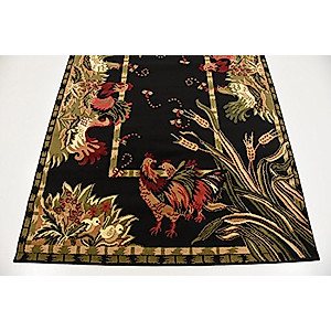 Unique Loom Barnyard Collection Area Rug - Farm (5' 3" x 8' Rectangle, Black/ Cream)