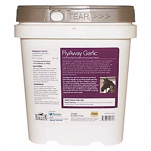 FlyAway Garlic. Feed-Thru Supplement for Horses. 100% Cold-Pressed Garlic Powder Supports Healthy Immune, Respiratory and Digestive Systems. Natural Repelling Agent. Concentrated Formula. (2 Lbs).