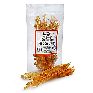 3oz GoGo Turkey Tendon Strips Dog Chew Treats USA Sourced - The Original Turkey Chew