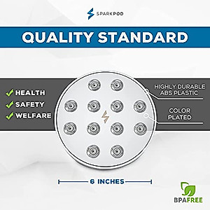 SparkPod Power Rain Shower Head- High Pressure Rainfall Shower Head- Unique Wide Spray Pattern Emulates a Rainstorm- Luxury Modern Look- No Hassle 1-Min Install (2.5GPM, Luxury Polished Chrome)