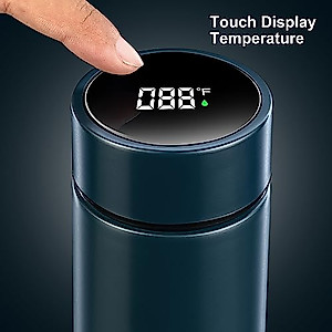 PARACITY Coffee Thermos with LED Temperature Display, 17 oz Double Wall Vacuum Insulated Metal Water Bottle, Thermos for Hot Drinks, Stainless Steel Water Bottle Keeps Hot for 12 Hrs, Cold for 24 Hrs