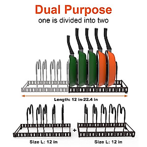 Atposh Pot rack 10 Adjustable Dividers Pots and Pans Organizers Expandable Pots Lid Holder Kitchen Cabinet Pantry Bakeware Organizer and Storage