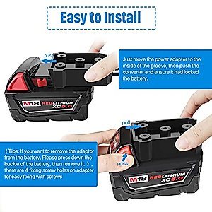 Power Wheel Adapter with Fuse & Switch, Secure Battery Adapter for Milwaukee 18V Lithium Battery, with 12 Gauge Wire, Good Power Convertor for DIY Ride On Truck, Robotics, RC Toys and Work Lights