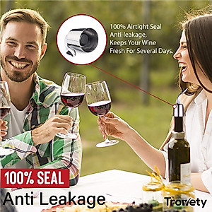 Trovety Wine Stopper Bottle Champagne Saver – Elegant Stainless Steel and Silicone Wine Saver Seals Out Air and Prevents Spills – Reusable, Expandable Bottle Keeper for Reds, Whites, Prosecco (1)
