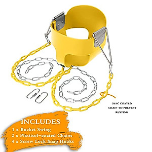Ktaxon Toddler Bucket Swing, High Back Full Kids Bucket Swings Seat W/ Coated Chains & Lock Snap Hooks, Playground Swing Set Accessories for Outdoor Backyard, 3 Months-4 Years (Yellow)
