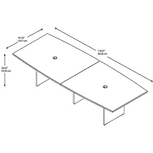Bush Business Furniture 120" x 48" Boat Top Conference Table with Wood Base, Mocha Cherry
