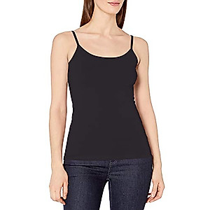 Amazon Essentials Women's Slim-Fit Camisole (Available in Plus Size), Pack of 4, Black/Navy/Cherry Red, Medium
