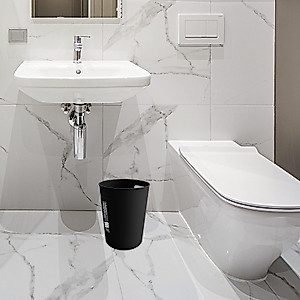 HMQCI Small Trash Can Round Plastic Wastebasket, Garbage Container Bin, 7.7"x10.2" (Black, 1.5 Gallons)