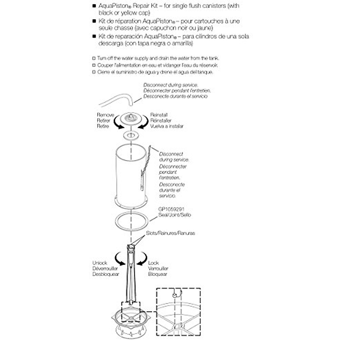 KOHLER Part GP1229656 Canister Repair Kit, Assorted Colors