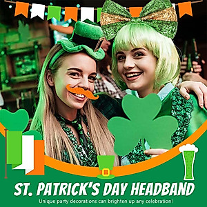 JONKY St Patricks Day Headband Light Up Green Bow Hair Band LED Irish Headbands Shamrock Costume St Pattys Day Accessories for Women and Girls