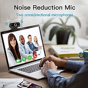 1080P Webcam with Microphone & Webcam Cover, 110-degree Wide Angle Widescreen USB HD Camera, Plug and Play, Laptop Computer Webcam for Live Web Lessons and Video Conference