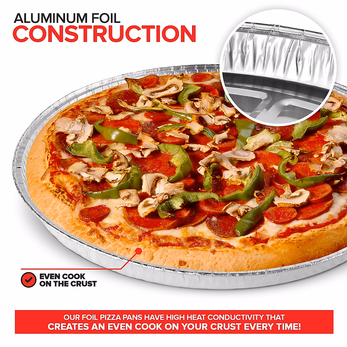 Stock Your Home (25 Pack) 12 Inch Aluminum Pizza Pans Disposable Round ...