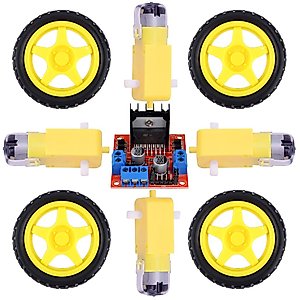 Relkin L298N Motor Driver Module Controller Board Dual H-Bridge with Robot Stepper DC TT Motor 1:48 and Smart Car Tire for Arduino Smart Car Power UNO MEGA R3 Mega2560